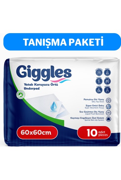 Giggles 60X60 Yatak Koruyucu Örtü 10'lu 1 Paket 10 Adet Giggles 60X60 Yatak Koruyucu Örtü 10'lu 1 Paket 10 Adet