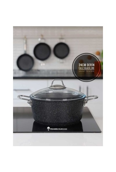 Falez 24 cm Derin Black Line Granit Tencere Falez 24 cm Derin Black Line Granit Tencere