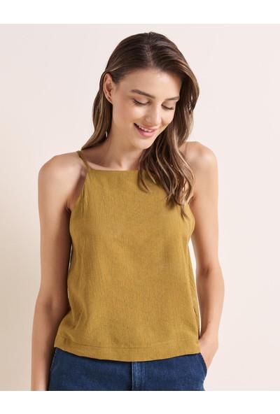 Jimmy Key Kadın Yağ Yeşili Düz Kesim Halter Yaka Askılı Bluz Jimmy Key Kadın Yağ Yeşili Düz Kesim Halter Yaka Askılı Bluz