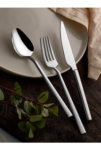 Almond Yasemin Sade 36 Parça Çatal Kaşık Bıçak Seti Almond Yasemin Sade 36 Parça Çatal Kaşık Bıçak Seti