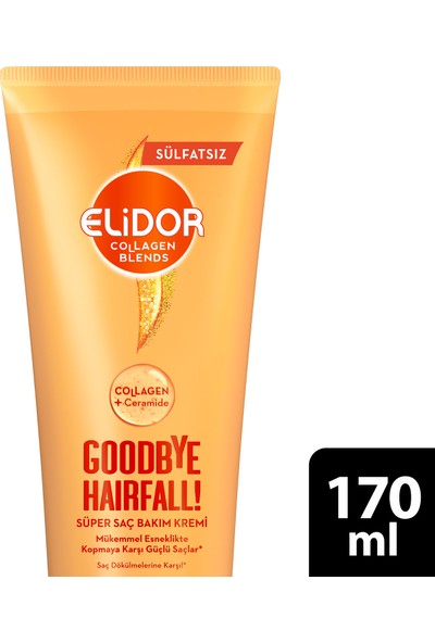 Elidor Collagen Blends Sülfatsız Süper Saç Bakım Kremi Goodbye Hairfall Saç Dökülmelerine Karşı 170 ml Elidor Collagen Blends Sülfatsız Süper Saç Bakım Kremi Goodbye Hairfall Saç Dökülmelerine Karşı 170 ml