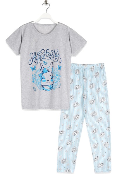 Eminna Kadın Desenli Kısa Kol Pijama Takımı