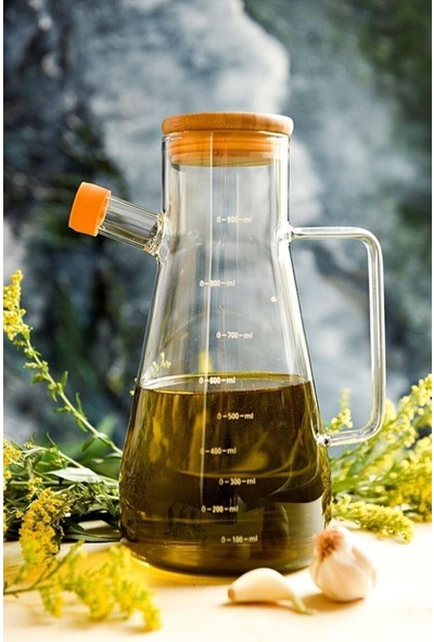 Albak Life 900 ml Borosilikat Cam Bambu Vakumlu Kapak Yağdanlık & Sirkelik