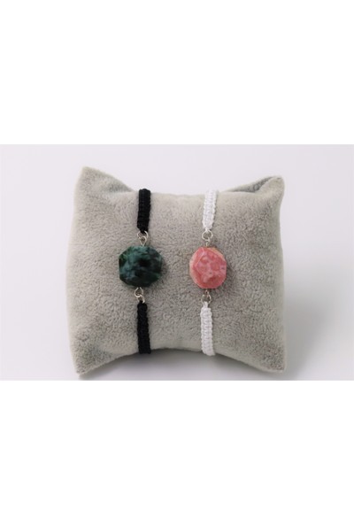 My Takı Ağacım FH Rodonit ve Yeşim Taşı İpli Bileklik (Asansör Sistemli) 2'li Set