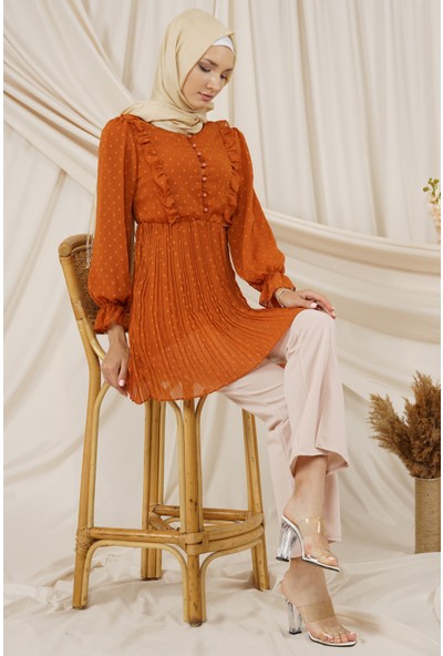 Markosin Kadın Düğme Detaylı Beli Lastikli Tunik AT8012 Markosin Kadın Düğme Detaylı Beli Lastikli Tunik AT8012