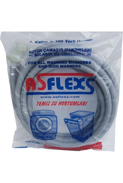 Asflexs 5 M Filitreli Çamaşır/Bulaşık Makinesi Temiz Su Hortumu Asflexs 5 M Filitreli Çamaşır/Bulaşık Makinesi Temiz Su Hortumu