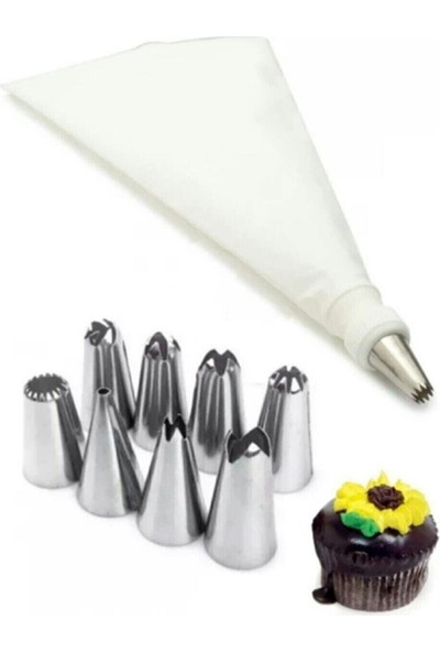 ER-EV 10 Parça Krema Sıkma Torbası Paslanmaz Çelik Uç Kek Süsleme Aparatı Pasta Seti ER-EV 10 Parça Krema Sıkma Torbası Paslanmaz Çelik Uç Kek Süsleme Aparatı Pasta Seti