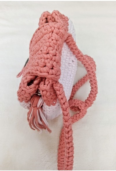 Leeboss Kadın Renkli Model El Örgüsü Penye Sırt Çantası