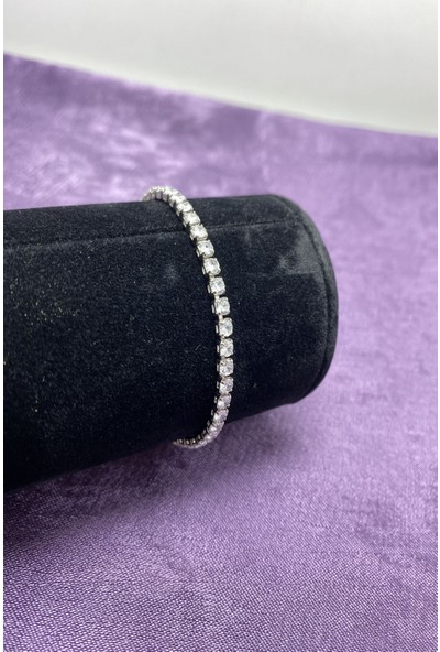 Ressia 3 mm Pembe Zirkon Taşlı Su Yolu Bileklik