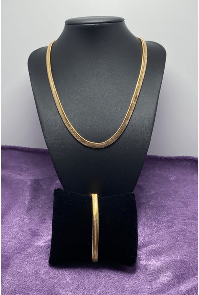 Ressia Kararmaz İtalyan Yassı Kolye & Bileklik Seti Ressia Kararmaz İtalyan Yassı Kolye & Bileklik Seti