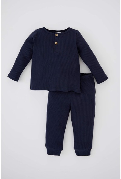 DeFacto Erkek Bebek Regular Fit Uzun Kollu Fitilli Kaşkorse Pijama Takımı Y4052A222WN DeFacto Erkek Bebek Regular Fit Uzun Kollu Fitilli Kaşkorse Pijama Takımı Y4052A222WN