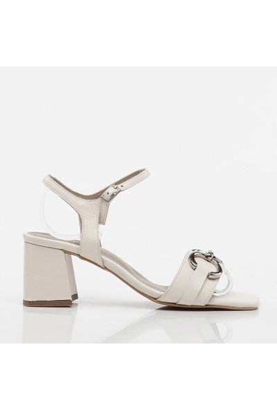 Hotiç 01SAH239800A310 HAKIKI Deri Bej Kadın Topuklu Sandalet