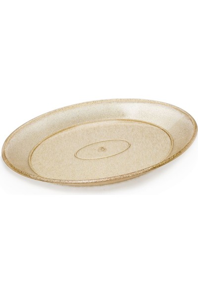 Sue Büyük Boy Kayık Tabak - Gold Simli