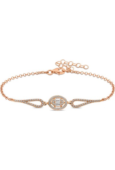 Gumush Gümüş Rose Oval Baget Bileklik Gumush Gümüş Rose Oval Baget Bileklik