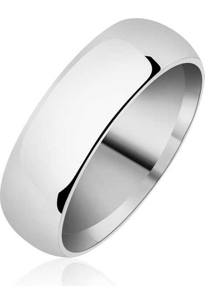 Gumush 6 mm Düz Bombeli Gümüş Alyans