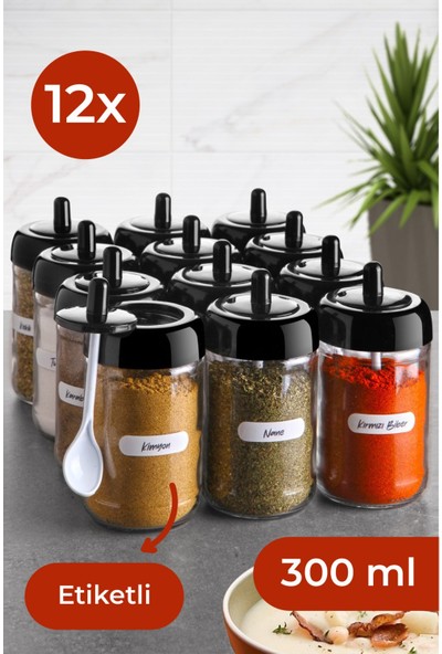 HM Shop Hmshop Etiketli 12 Adet Kapağı Kendinden Kaşıklı Baharatlık Seti HM Shop Hmshop Etiketli 12 Adet Kapağı Kendinden Kaşıklı Baharatlık Seti