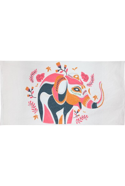Bross Renkli Fil Desenli Plaj Havlusu 75X150