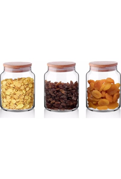 Universal Bambu Vakum Kapaklı Cam Kavanoz 500ML 3'lü Universal Bambu Vakum Kapaklı Cam Kavanoz 500ML 3'lü