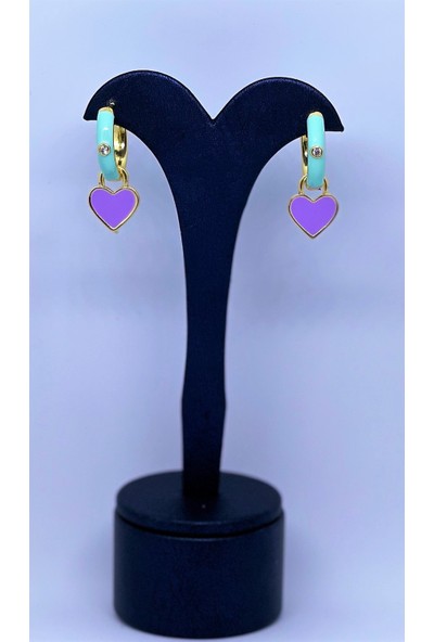 İsmim Bijuteri Kalp Figürlü Taşlı Mineli Küpe İsmim Bijuteri Kalp Figürlü Taşlı Mineli Küpe