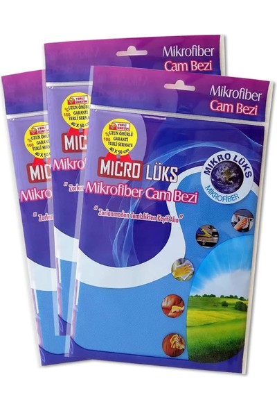 Berlin Shop Microlüks Mikrofiber Cam Temizlik Bezi 40X50CM Mavi 3lü Paket Berlin Shop Microlüks Mikrofiber Cam Temizlik Bezi 40X50CM Mavi 3lü Paket
