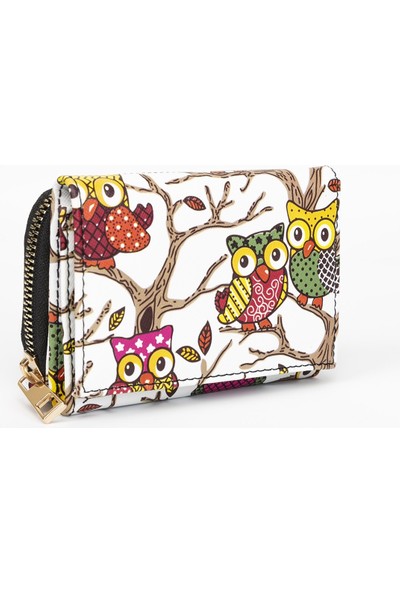 Beyaz Baykuş Desenli Küçük Kullanışlı Kadın Cüzdan Beyaz Baykuş Desenli Küçük Kullanışlı Kadın Cüzdan