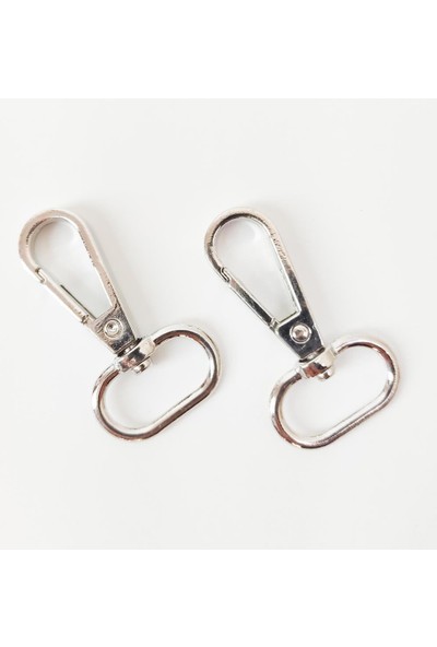 Spagetti Yarn 2'li Anahtarlık/çanta Kancası Gümüş