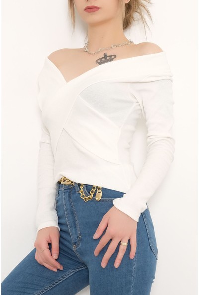 Avare Çapraz Yaka Body Beyaz - 9945.1567.
