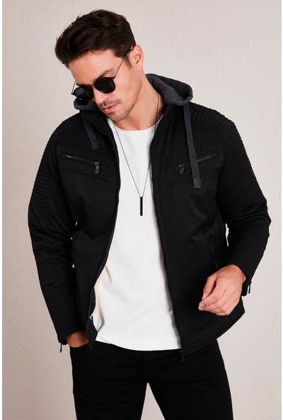 Buratti Slim Fit Peluş Astarlı Çıkarılabilir Kapüşonlu Mont Erkek Mont 5855031