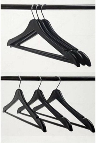 Minihome Karin 6 Adet Siyah Ahşap Görünümlü Elbise Askısı Minihome Karin 6 Adet Siyah Ahşap Görünümlü Elbise Askısı