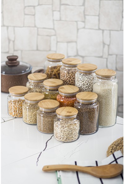 EWS Bambu Kapaklı Cam Kavanoz & Erzak Saklama Kabı Vakum Kapak EWS Bambu Kapaklı Cam Kavanoz & Erzak Saklama Kabı Vakum Kapak