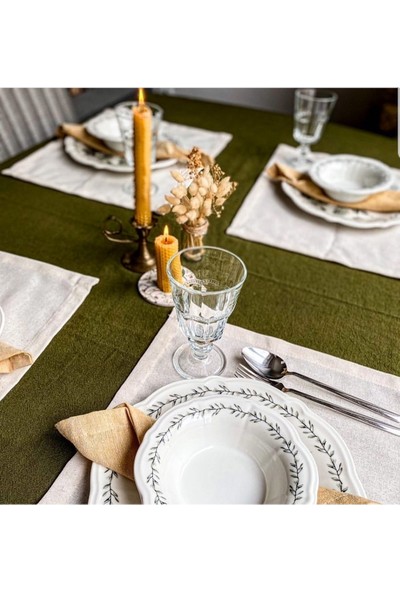 Wellstil 2'li Düz Keten Natural Amerikan Servisi Wellstil 2'li Düz Keten Natural Amerikan Servisi