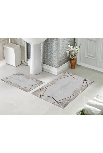 BENZAHOME Benza Home Gri Çizgi Desen Banyo Paspası Bny-Ms-14 BENZAHOME Benza Home Gri Çizgi Desen Banyo Paspası Bny-Ms-14