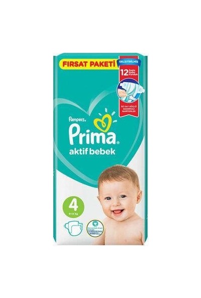 Prima Bebek Bezi Aktif Bebek Fırsat Paketi 4 Beden 54 Adet Prima Bebek Bezi Aktif Bebek Fırsat Paketi 4 Beden 54 Adet