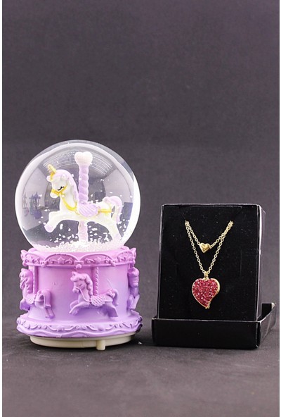 Biton Toptan Kar Kar Küresi ve Kolye Set Mor Unicorn Tasarımlı Kar Küresi Işıklı Müzikli 12 cm ve Taşlı Zirkon Kolye Biton Toptan Kar Kar Küresi ve Kolye Set Mor Unicorn Tasarımlı Kar Küresi Işıklı Müzikli 12 cm ve Taşlı Zirkon Kolye