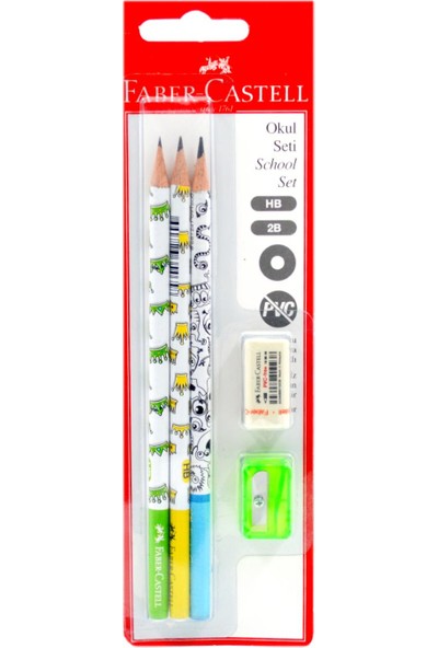 Faber-Castell Kurşun Kalem Silgi Kalemtıraş Okul Seti Hb ve 2b Faber-Castell Kurşun Kalem Silgi Kalemtıraş Okul Seti Hb ve 2b