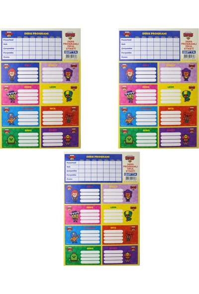 Gıpta Brawl Stars Ders Programlı Okul Etiketi 3 YAPRAK5718 Gıpta Brawl Stars Ders Programlı Okul Etiketi 3 YAPRAK5718