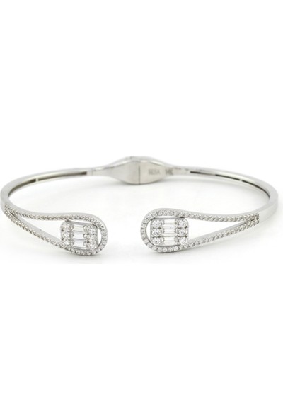 Altınkaynak 14 Ayar Kelepçeli Beyaz Altın Bilezik