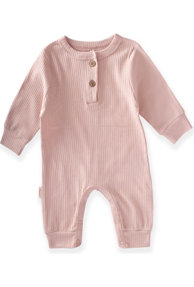 Cigit Manşetli Fitilli Tulum 0-3 Yaş Pudra Pembe