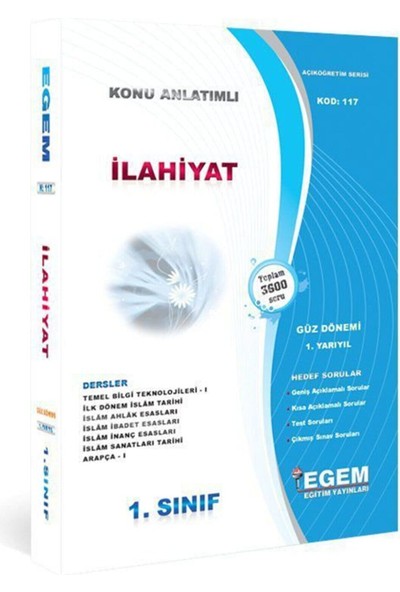 Egem Yayınları AÖF İlahiyat 1. Sınıf 1. Yarıyıl Güz Tüm Dersler Konu Anlatımlı Soru Bankası Egem Yayınları AÖF İlahiyat 1. Sınıf 1. Yarıyıl Güz Tüm Dersler Konu Anlatımlı Soru Bankası
