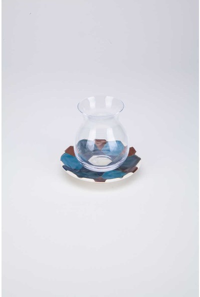 Refikadan Gönlübol Çay Bardağı ve Tabağı - Geometrik Desenli Refikadan Gönlübol Çay Bardağı ve Tabağı - Geometrik Desenli