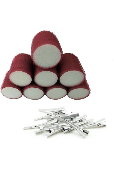 Croc 1207 Cırtlı Sünger Bigudi 8'li Çap 4cm Bordo + 12'li Alüminyum Saç Pensi Croc 1207 Cırtlı Sünger Bigudi 8'li Çap 4cm Bordo + 12'li Alüminyum Saç Pensi