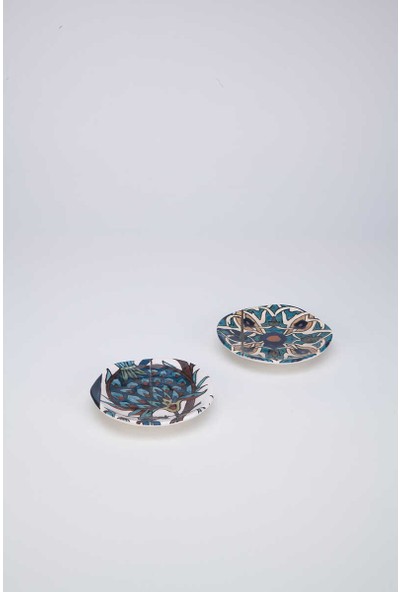 Refikadan 2'li Çay Tabağı Seti – Natüralist Çini Desenli Refikadan 2'li Çay Tabağı Seti – Natüralist Çini Desenli