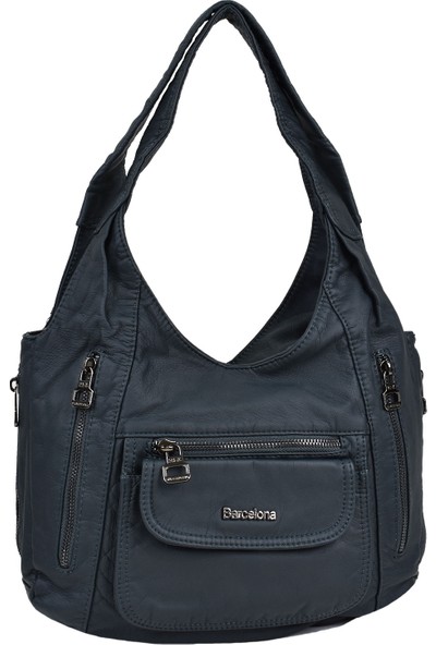 Elatae Yıkama Deri Kadın Çok Gözlü Kol Çantası Mavi 1824 Elatae Yıkama Deri Kadın Çok Gözlü Kol Çantası Mavi 1824