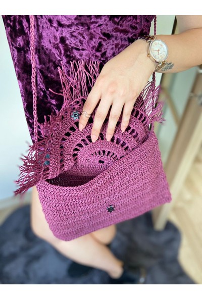 Kozal Aksesuar Amazon Serisi Mürdüm Rengi Kağıt Ipten Yapılmış Clutch/omuz Çantası Kozal Aksesuar Amazon Serisi Mürdüm Rengi Kağıt Ipten Yapılmış Clutch/omuz Çantası