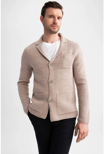 DeFacto Slim Fit Ceket Yaka Hırka U6986AZ22AU DeFacto Slim Fit Ceket Yaka Hırka U6986AZ22AU