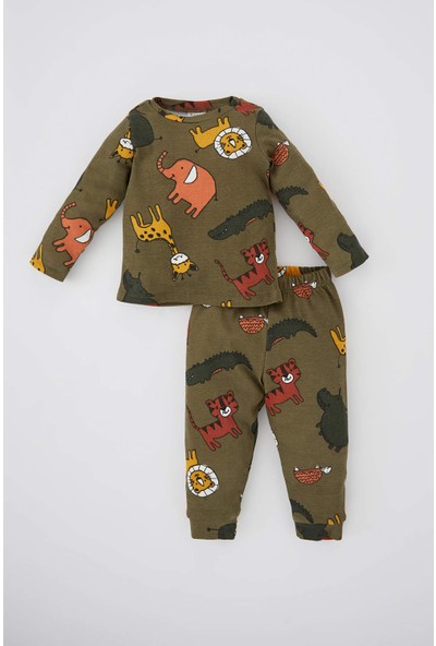 DeFacto Erkek Bebek Regular Fit Baskılı Uzun Kollu Pijama Takımı Y4048A222AU