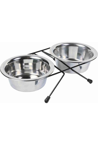 Hector Emporium Paslanmaz Çelik Ikili Mama Su Kabı 2X0,45ltT, 12cm