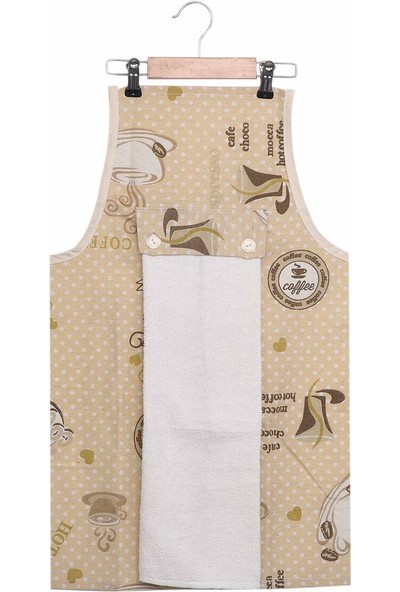 Simisso Desenli Mutfak Önlüğü Krem
