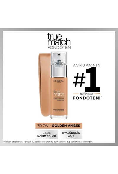 L'Oréal Paris True Match Bakım Yapan Fondöten - 7D Golden Amber L'Oréal Paris True Match Bakım Yapan Fondöten - 7D Golden Amber