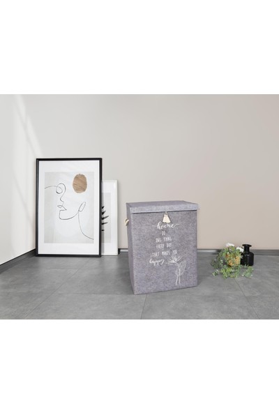 Keçe Kapaklı Çamaşır Sepeti 41*30*55 Keçe Kapaklı Çamaşır Sepeti 41*30*55